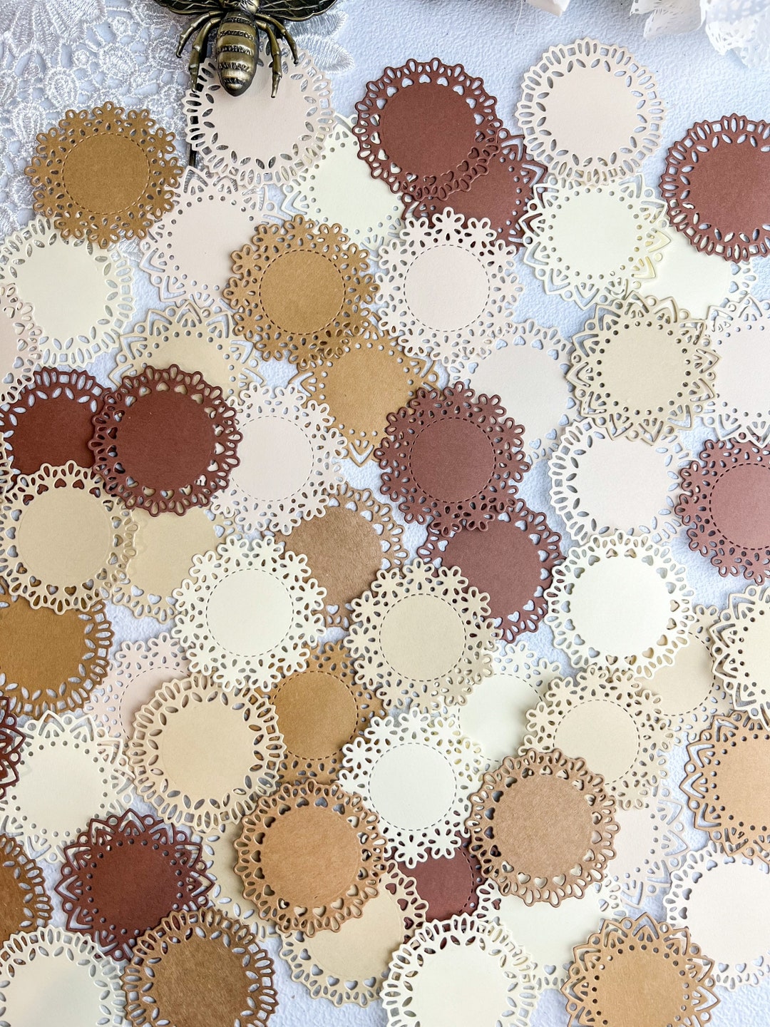 Set 10pcs Mini Die Cut Neutral Doily Doilies for Creative Junk ...