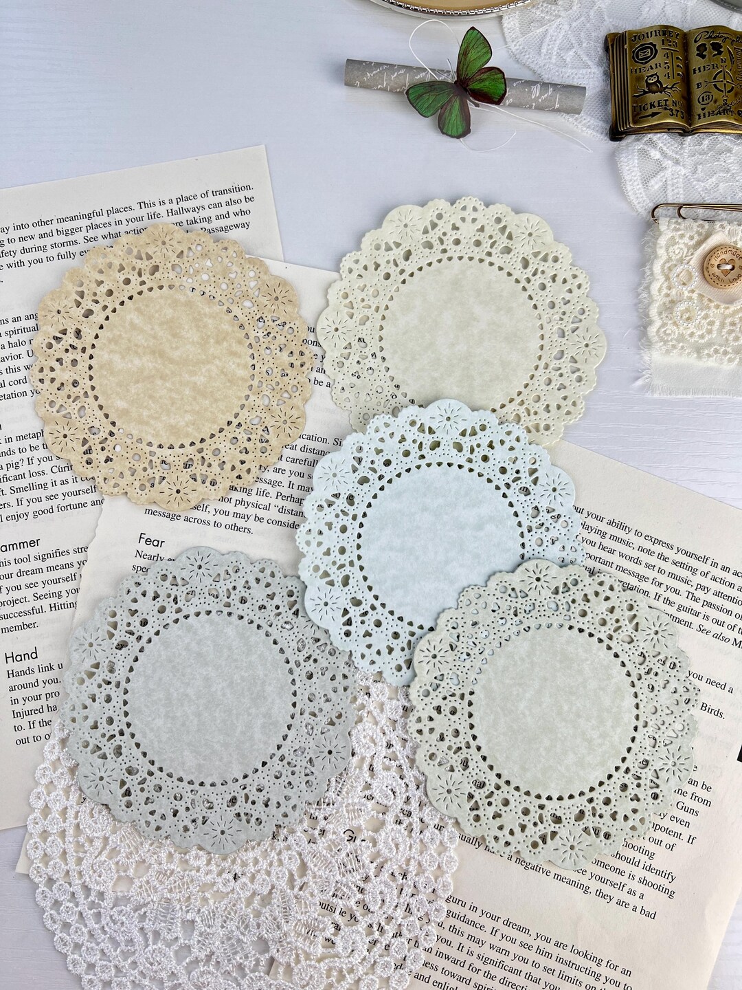 Set 5pcs Die Cut Paper Doilies Light and Muted Creative Junk Journaling ...