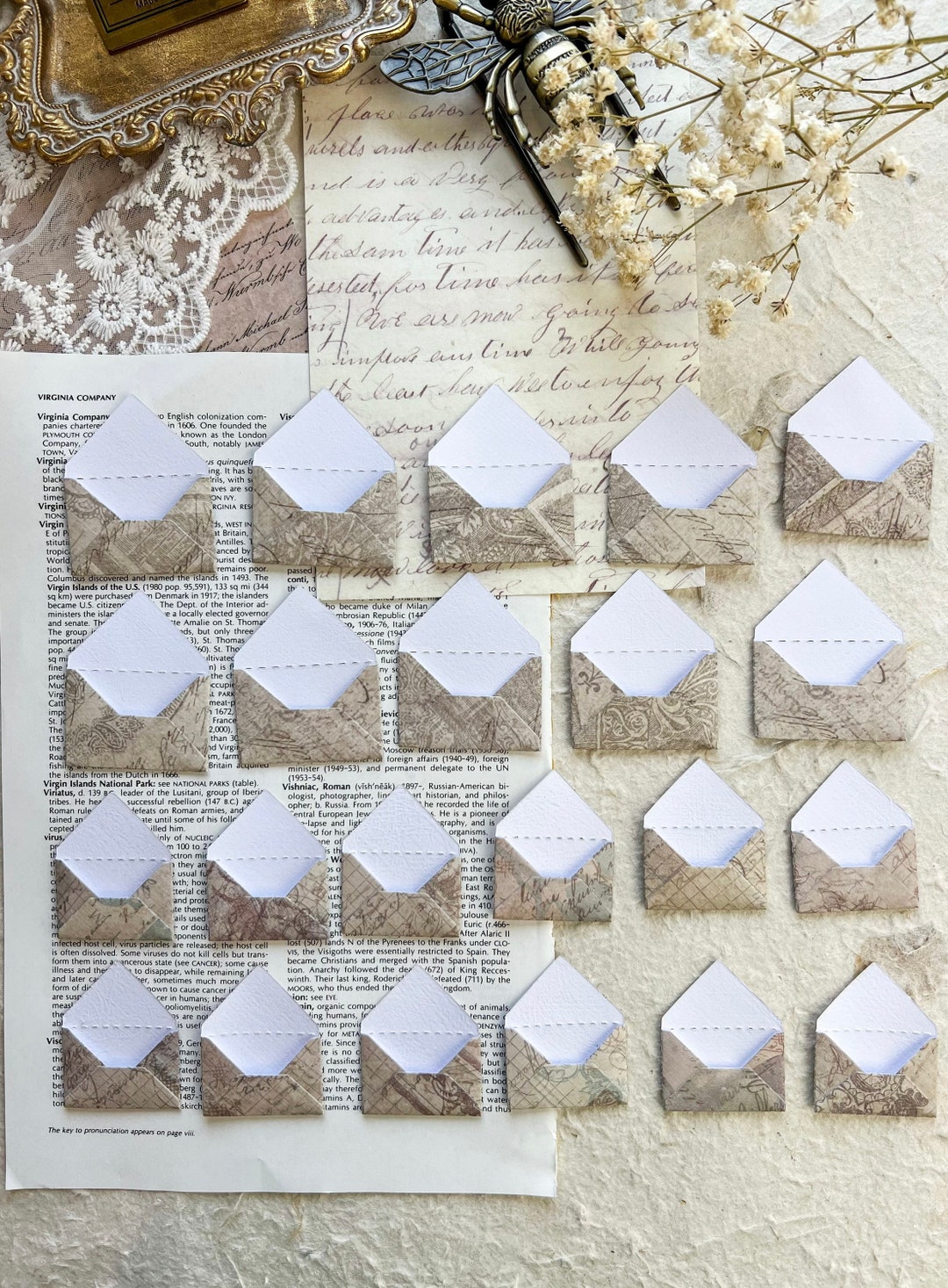 Set 10 Die Cut Mini Envelopes for Creative Junk Journaling, Card Making ...