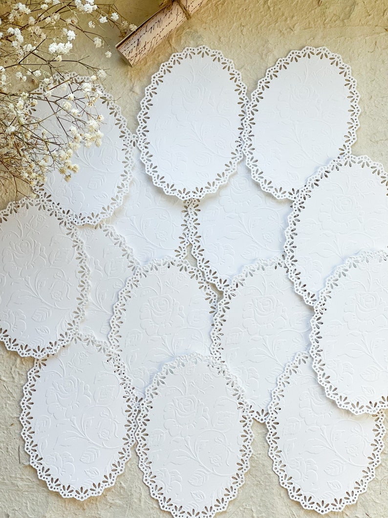 Die Cut Embossed Oval Doilies Doily Embellishments Card | Etsy