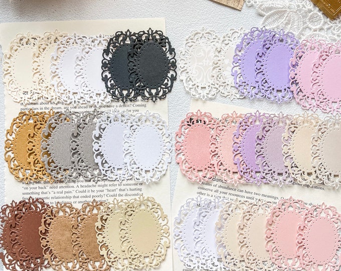 Set 6pcs Die Cut Small Oval Paper Doilies for Creating Journaling Card ...