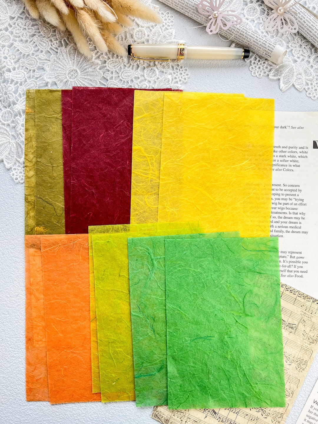 Set 12pcs A6 Delicate Thin Mulberry Hanji Papers Colors - Etsy
