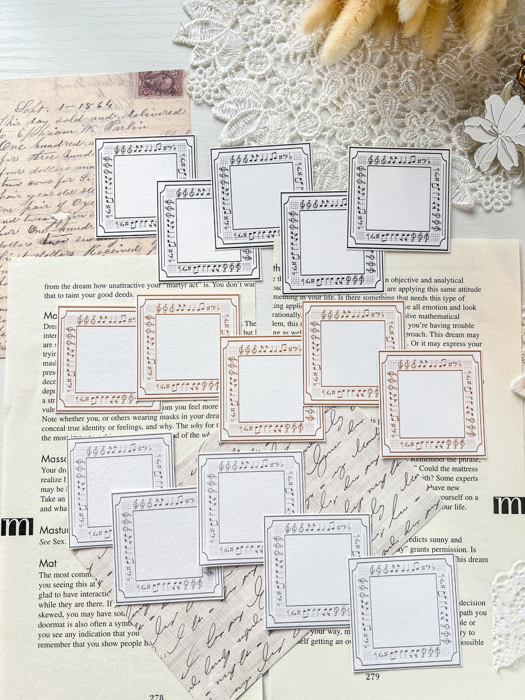 Set 15pcs Music Memo Frames Note Cards for Creative Junk Journaling ...