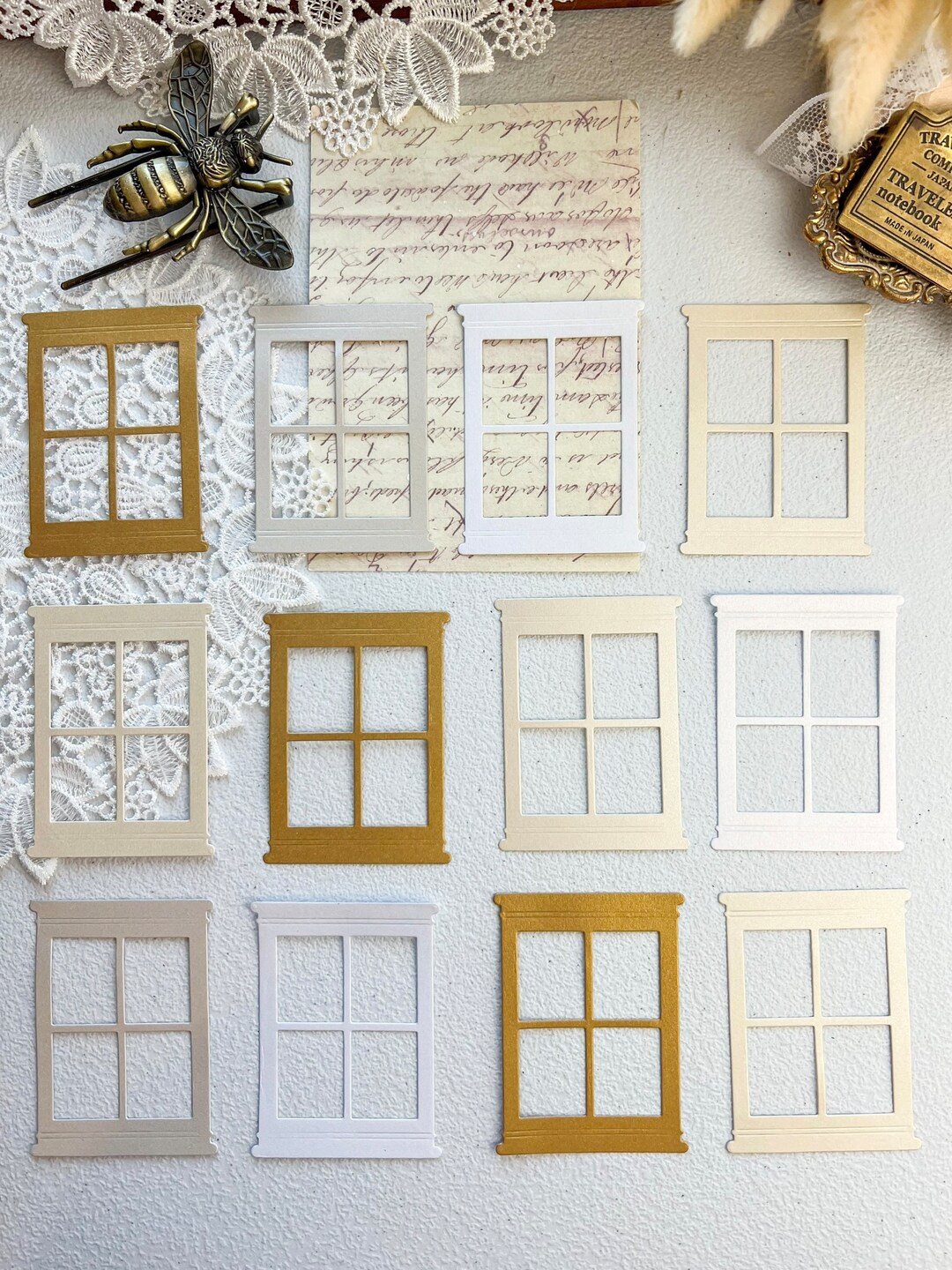 Set Mixed Pearlized Die Cut Windows for Creative Junk Journaling, Card ...
