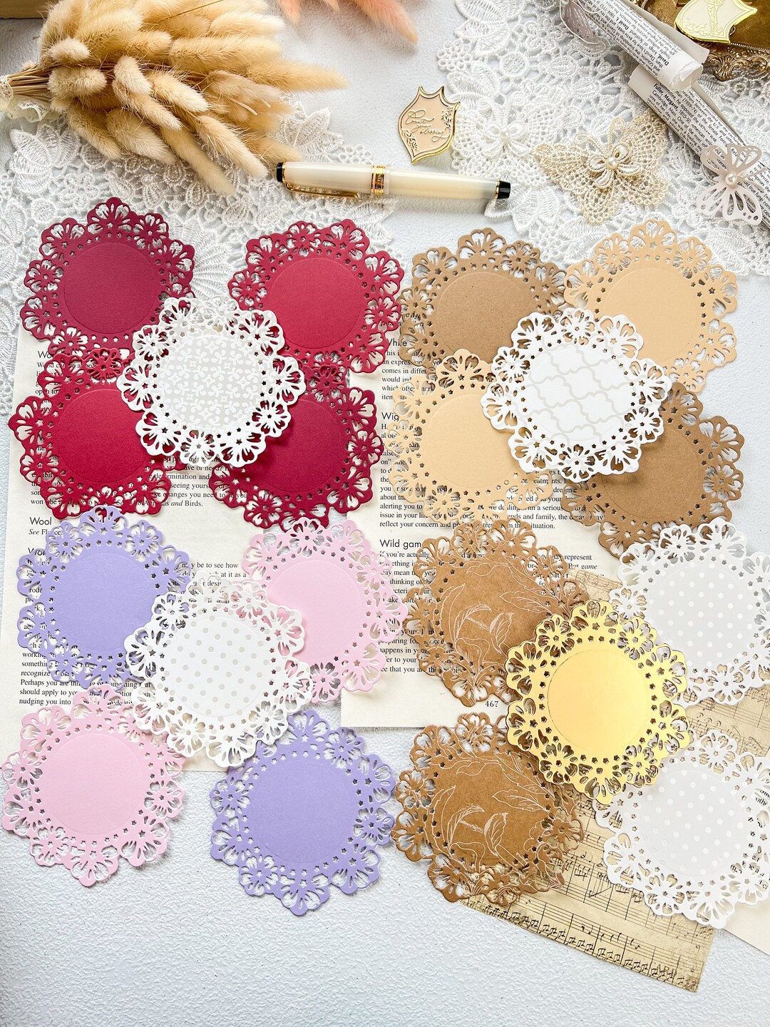 Set 5pcs Flower Petal Paper Die Cut Paper Doilies Creative Junk ...