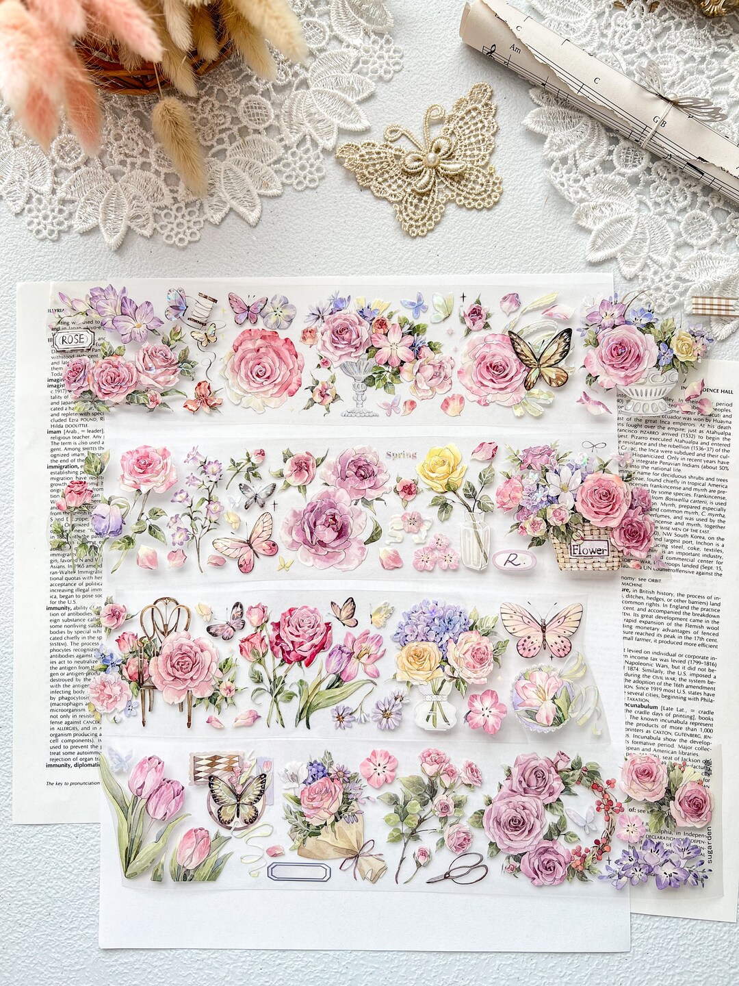 SAMPLE Only One Loop Rose Garden Laser Crystal PET Tapes for Creative ...