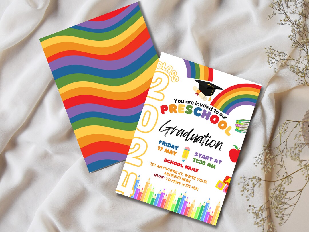 Preschool Graduation Invitation Template, Custom Prek Graduation Invite ...