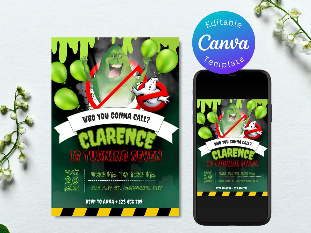 Ghostbusters Birthday Invitation, Editable Birthday Invitation for Boys ...