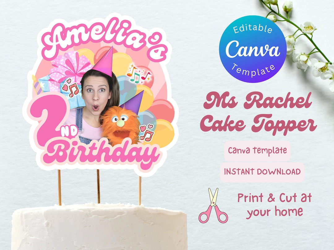 Editable Ms Rachel Birthday Cake Topper, Ms Rachel Birthday Decoration ...