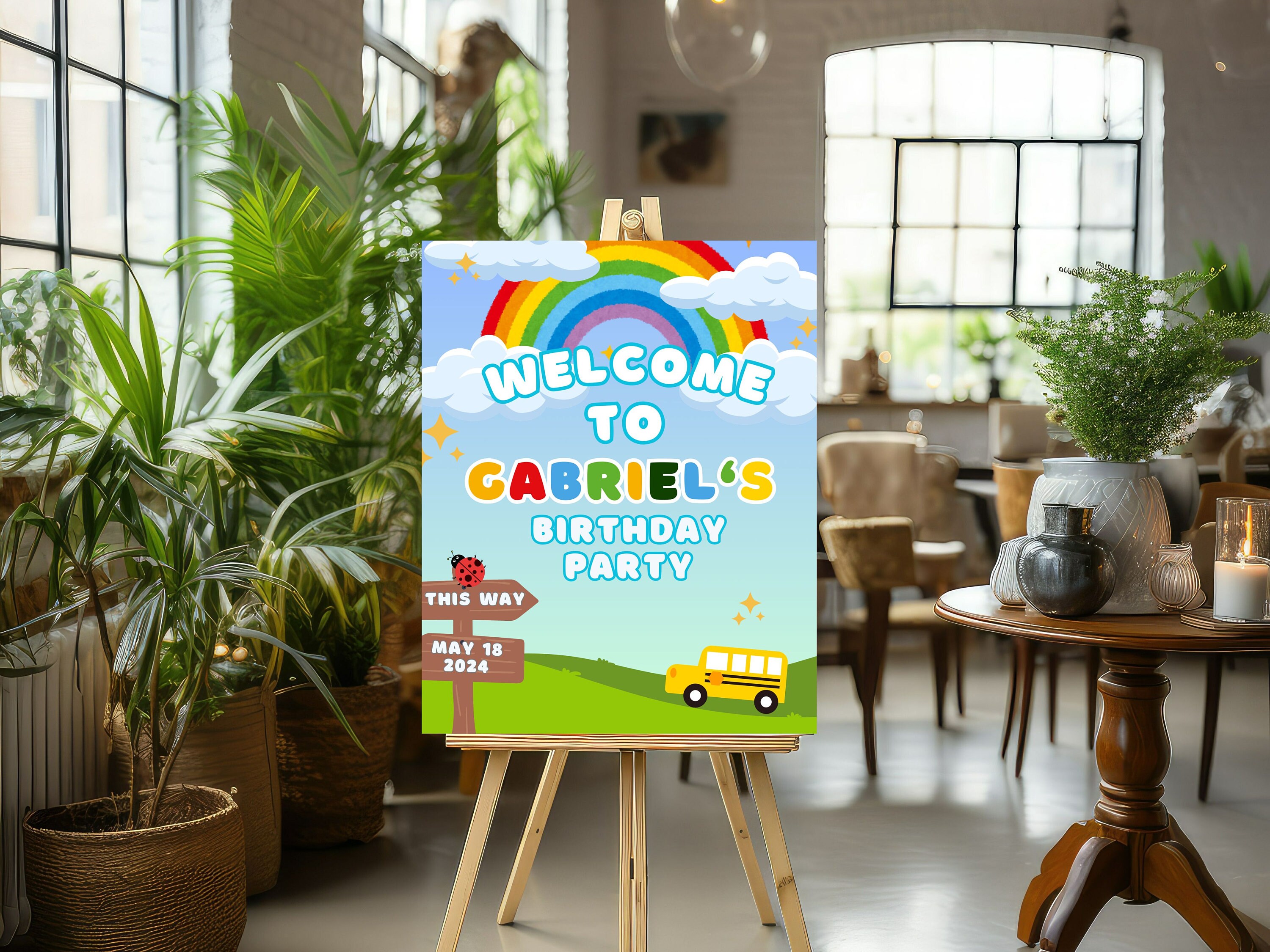 Birthday Welcome Sign for Kids, Party Welcome Sign Templates, Melon ...