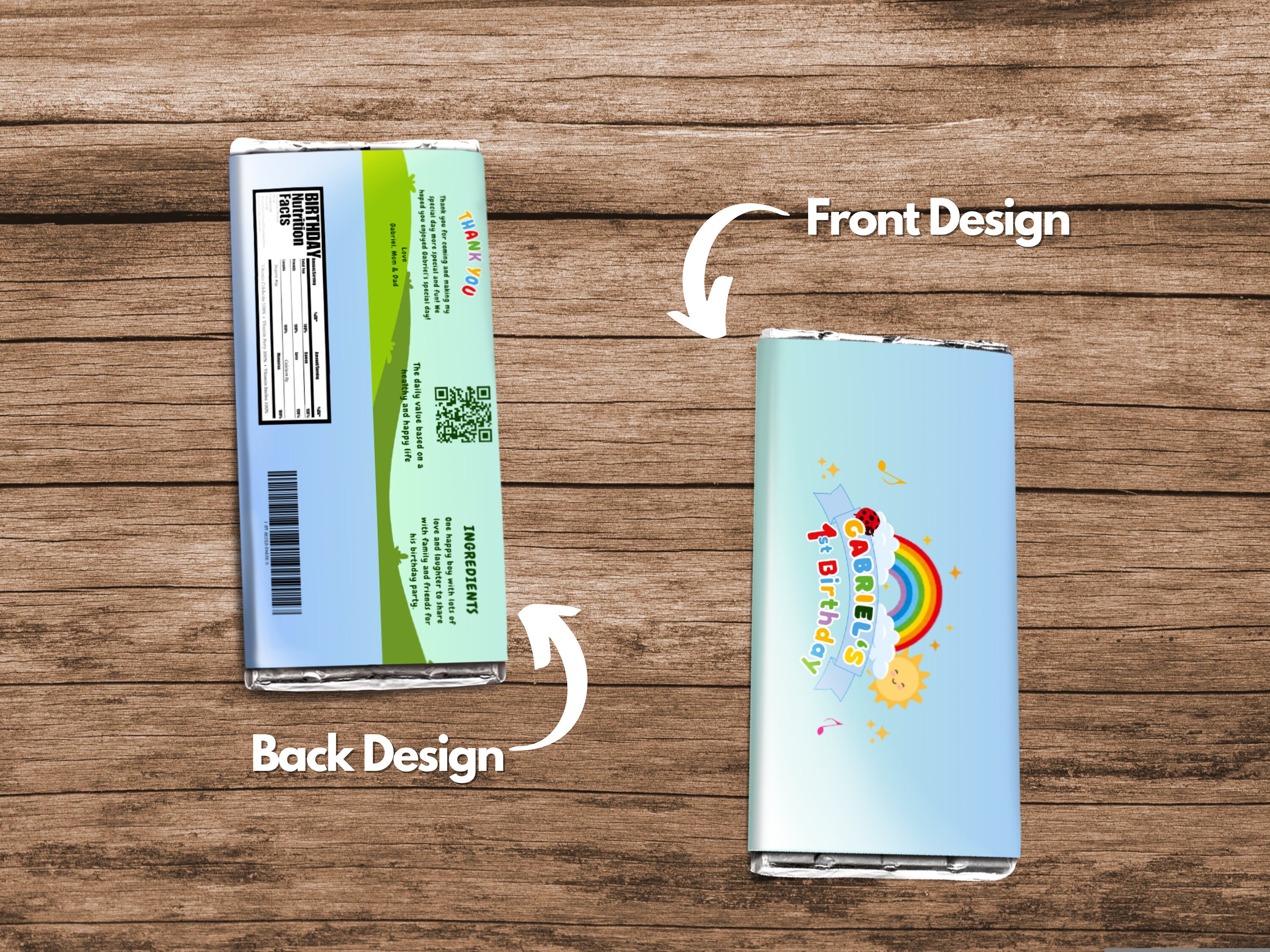 Birthday Chocolate Favor, Kids Candy Bar Template, Melon Chocolate Bar ...