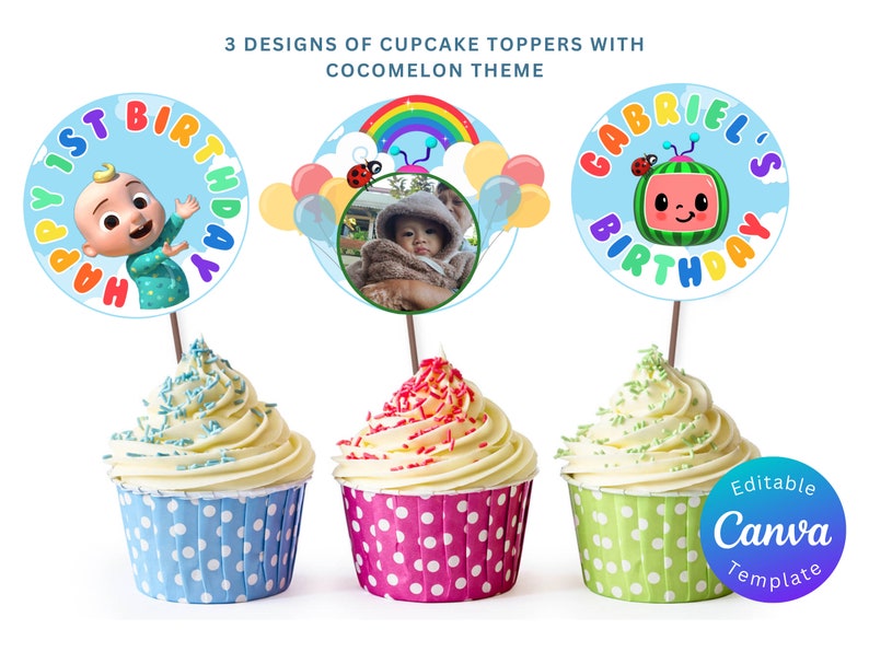 Editable Cupcake Toppers Template for Kids Party, Customizable Cupcake ...