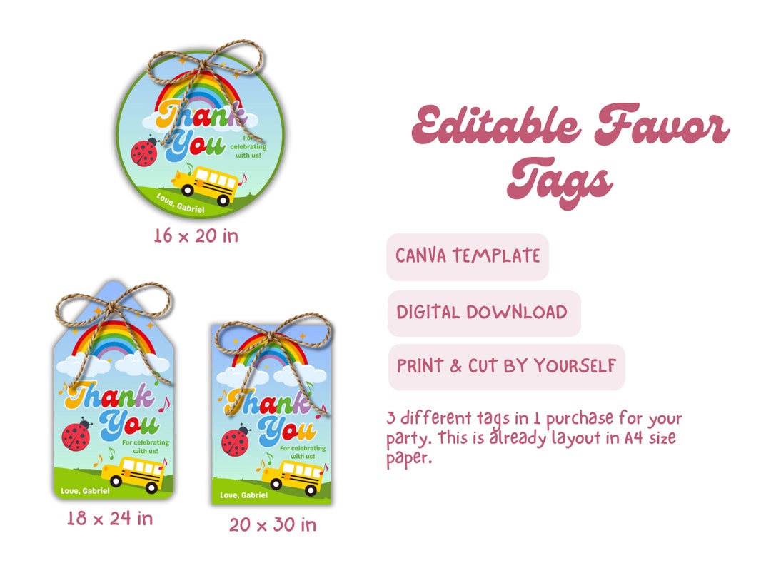 Birthday Tags for Kids, Editable Birthday Tag Printable, Favor Tags ...