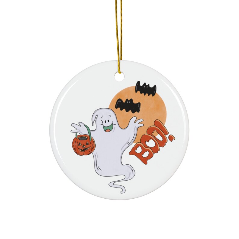 Retro Ghost Boo Halloween Ceramic Ornament - Etsy