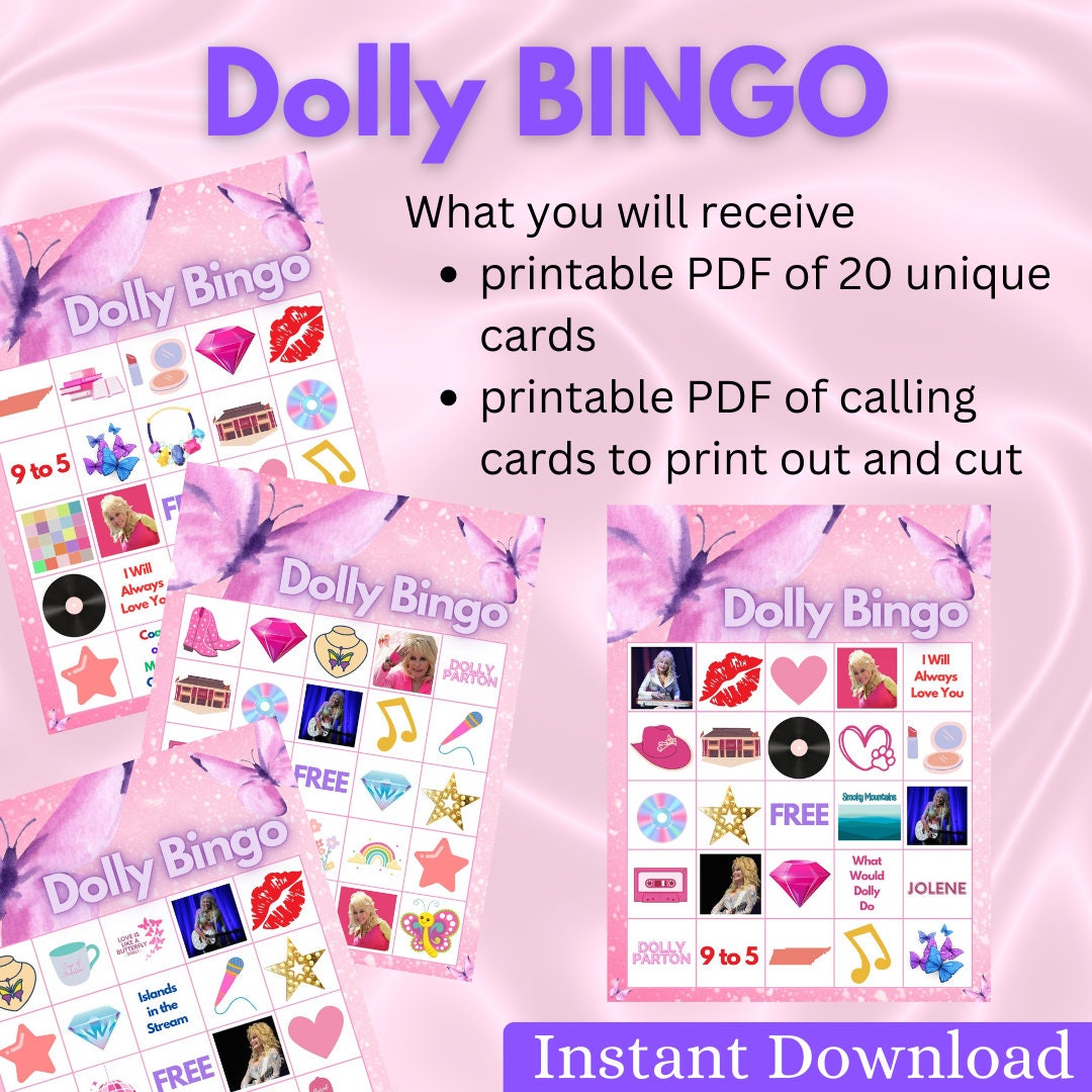 Dolly Parton Party Bingo Game, Instant Download, Pdfs, Country Music ...