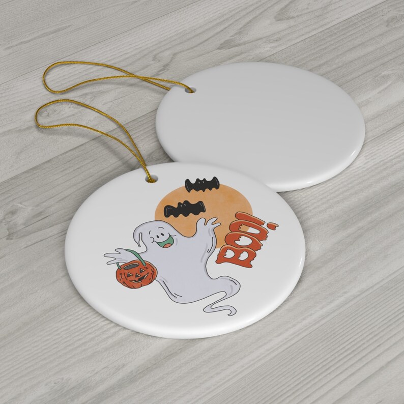 Retro Ghost Boo Halloween Ceramic Ornament - Etsy