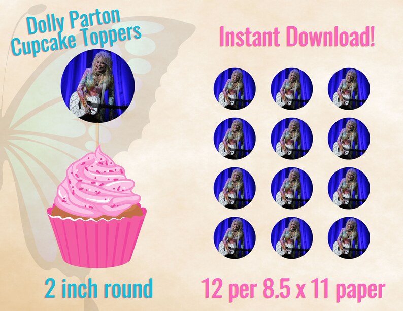 Dolly Parton Printable Cupcake Toppers - Etsy
