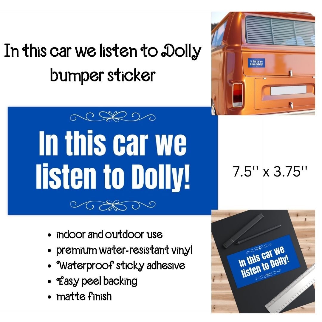 Dolly Parton Bumper Sticker Blue in This Car We Listen to - Etsy
