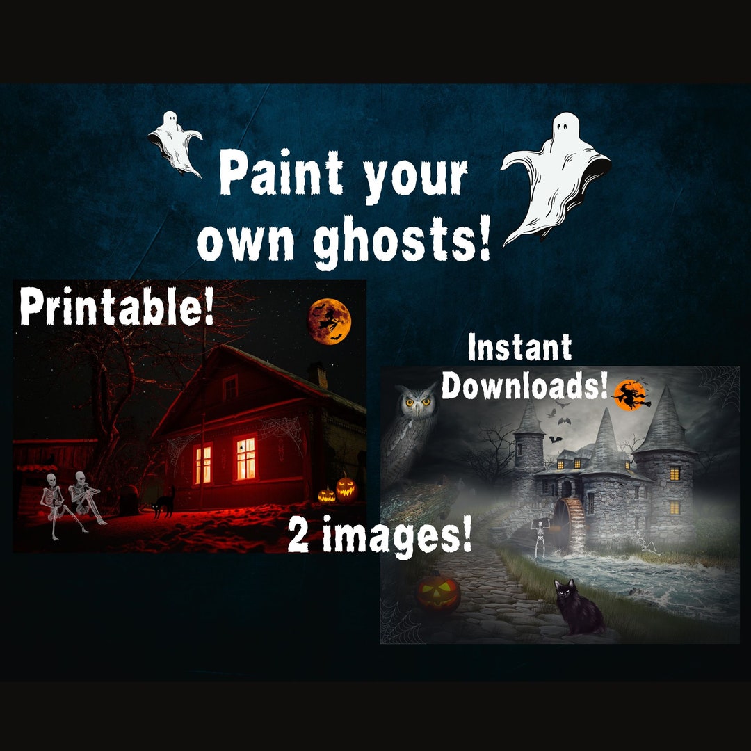 Paint Your Own Ghosts Halloween Photos, Spooky PNG Images (digital ...