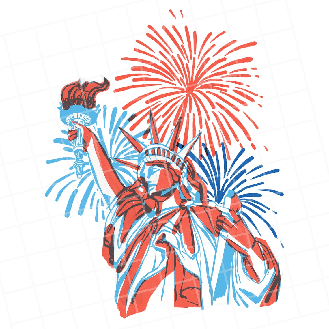 Statue of Liberty and Fireworks 4th of July Png File for - Etsy