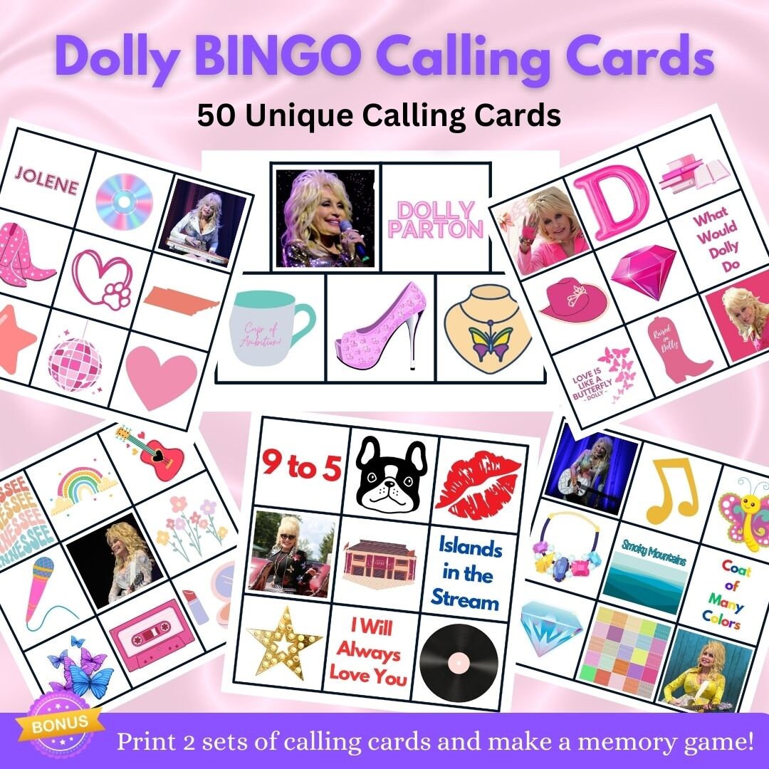 Dolly Parton Party Bingo Game, Instant Download, Pdfs, Country Music ...