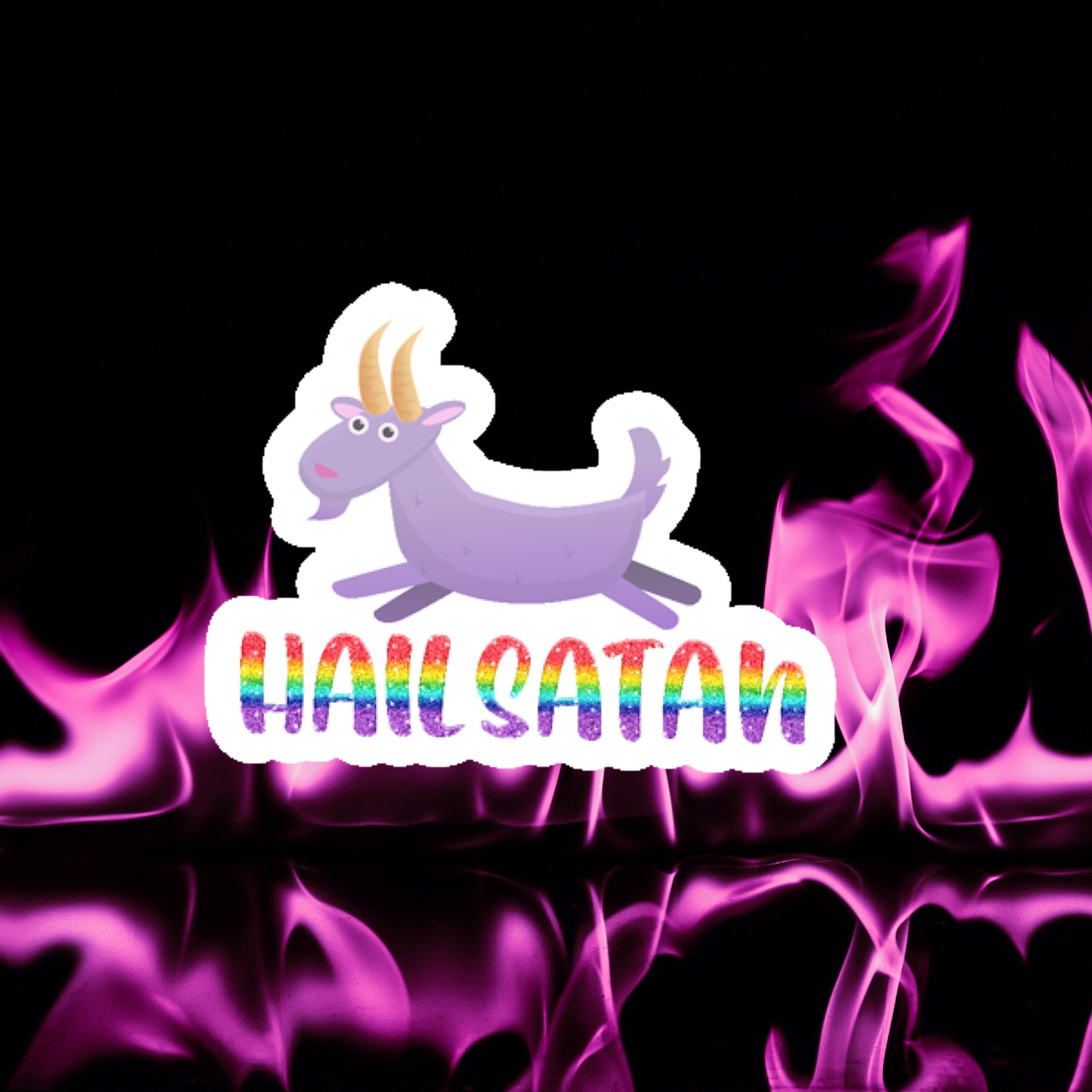 Hail Satan Rainbow Goat Sticker Goat Sticker Goth Goat Head Satanic ...