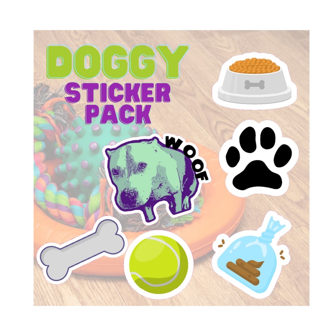 6 Dog Sticker Pack Paw Print Vinyl Decal Dog Bones Stickers Love Dog ...