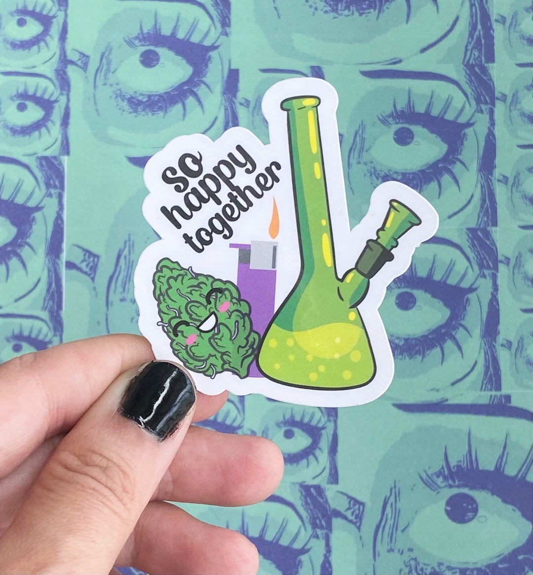 Weed Bong Vinyl Sticker | Stoner Pot Lighter Buds Art - Etsy