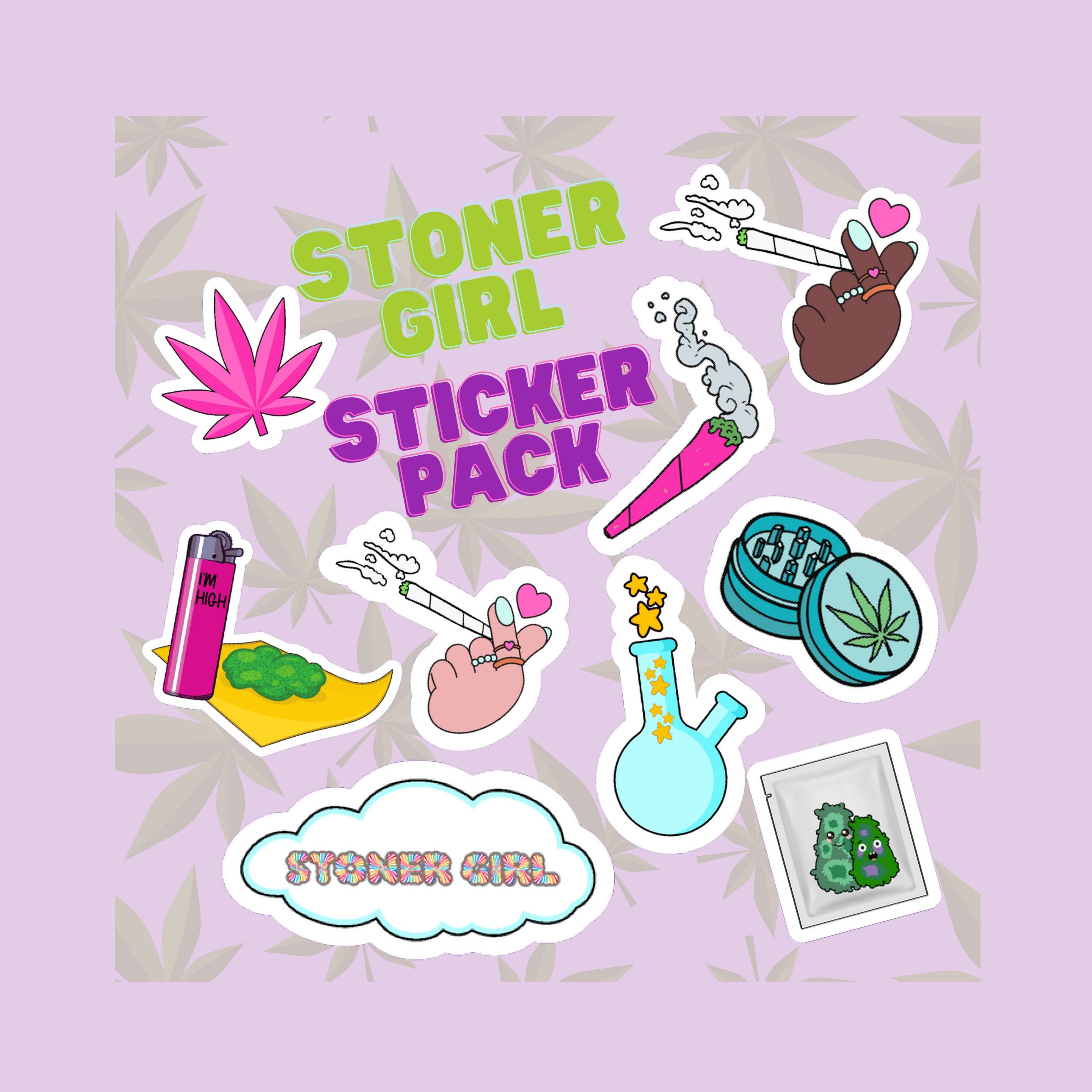 Stoner Girl Sticker Pack 4 Weed Stoners Stickers Pack - Etsy