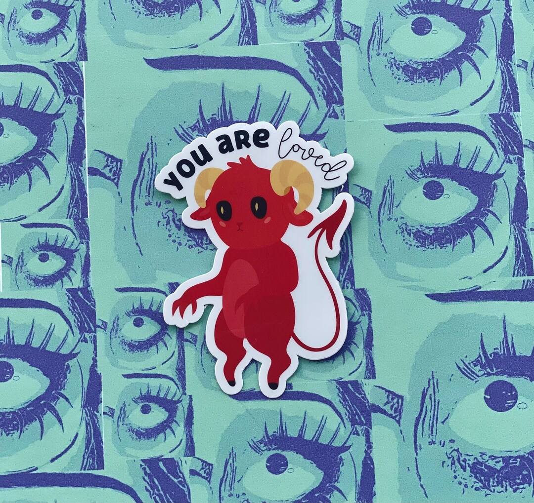 You Are Loved Satan Sticker | Cute Red Devil Sticker | Zombie Sticker ...