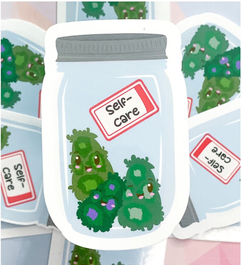 Self Care Weed Jar Sticker Stoner Weed Sticker Cannabis Vinyl Sticker ...