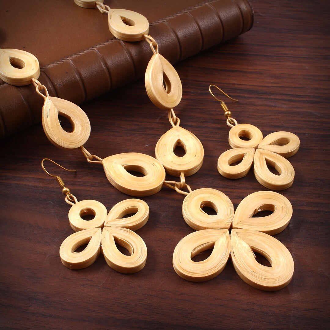 Handmade Eco-friendly Bamboo Jewelry Set: Necklace and Earrings - Etsy