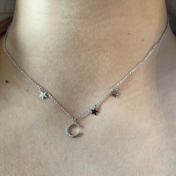 Moon and Star Necklace - Etsy