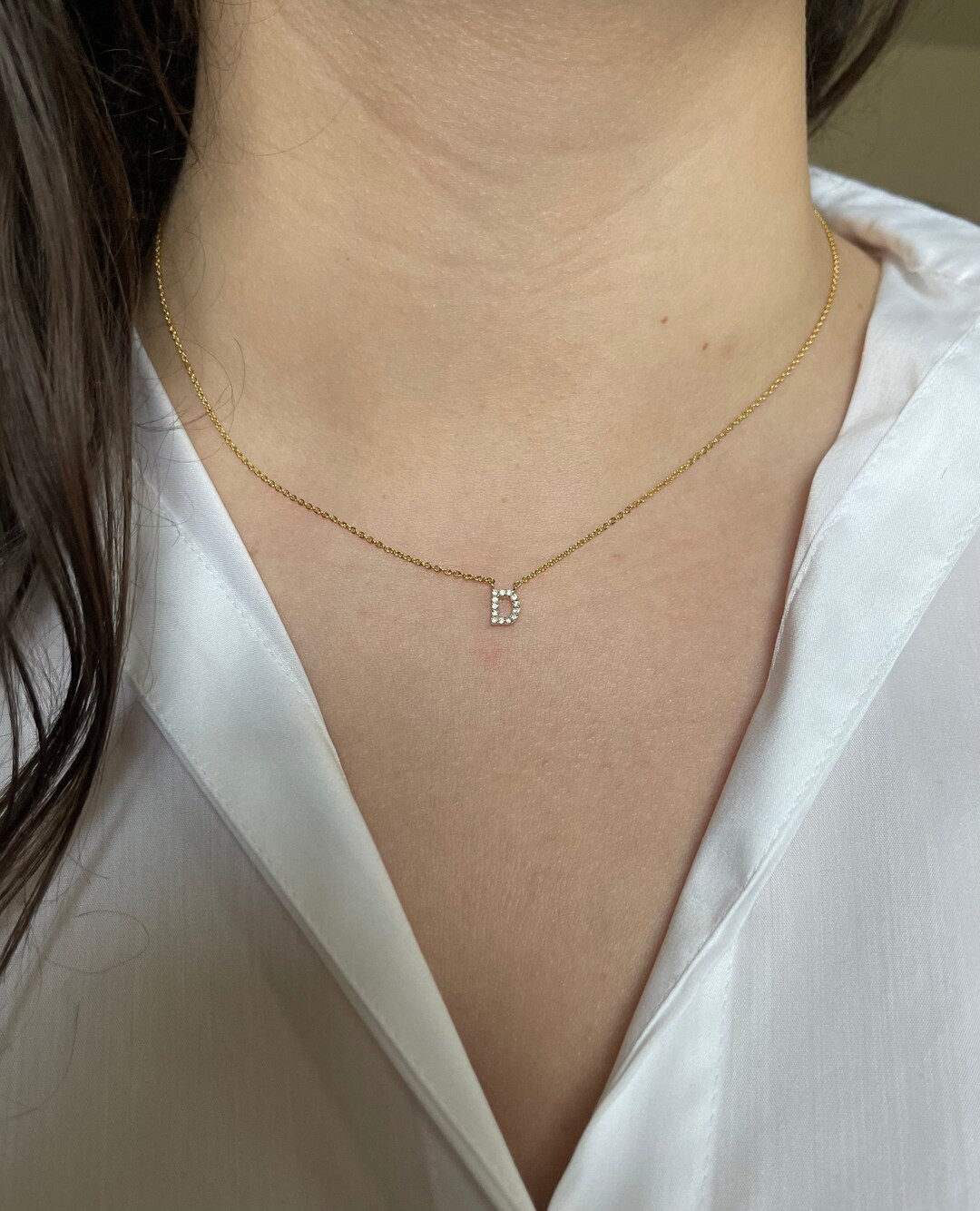 Initial Mini Necklace in Gold, Letter Mini Necklace, Bridesmaid ...