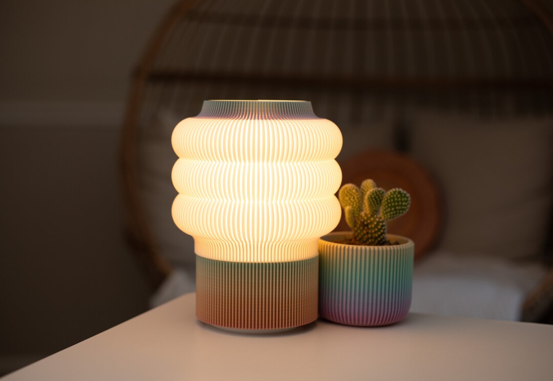 Wavy Lamp, Ribbed Desk Lamp, 3D Print Lamp, Groovy Lamp, College Dorm ...