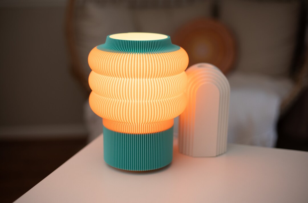 Wavy Lamp, Ribbed Desk Lamp, 3D Print Lamp, Groovy Lamp, College Dorm ...