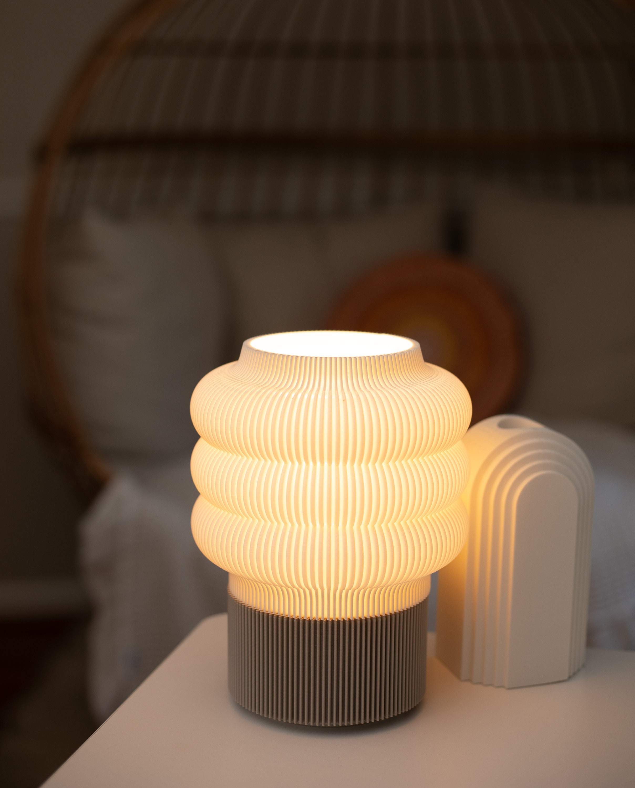 Wavy Lamp Ribbed Desk Lamp 3D Print Lamp Groovy Lamp - Etsy