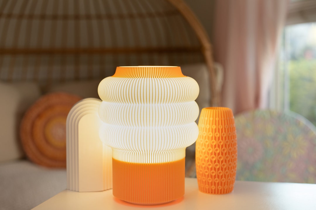 Wavy Lamp, Ribbed Desk Lamp, 3D Print Lamp, Groovy Lamp, College Dorm ...