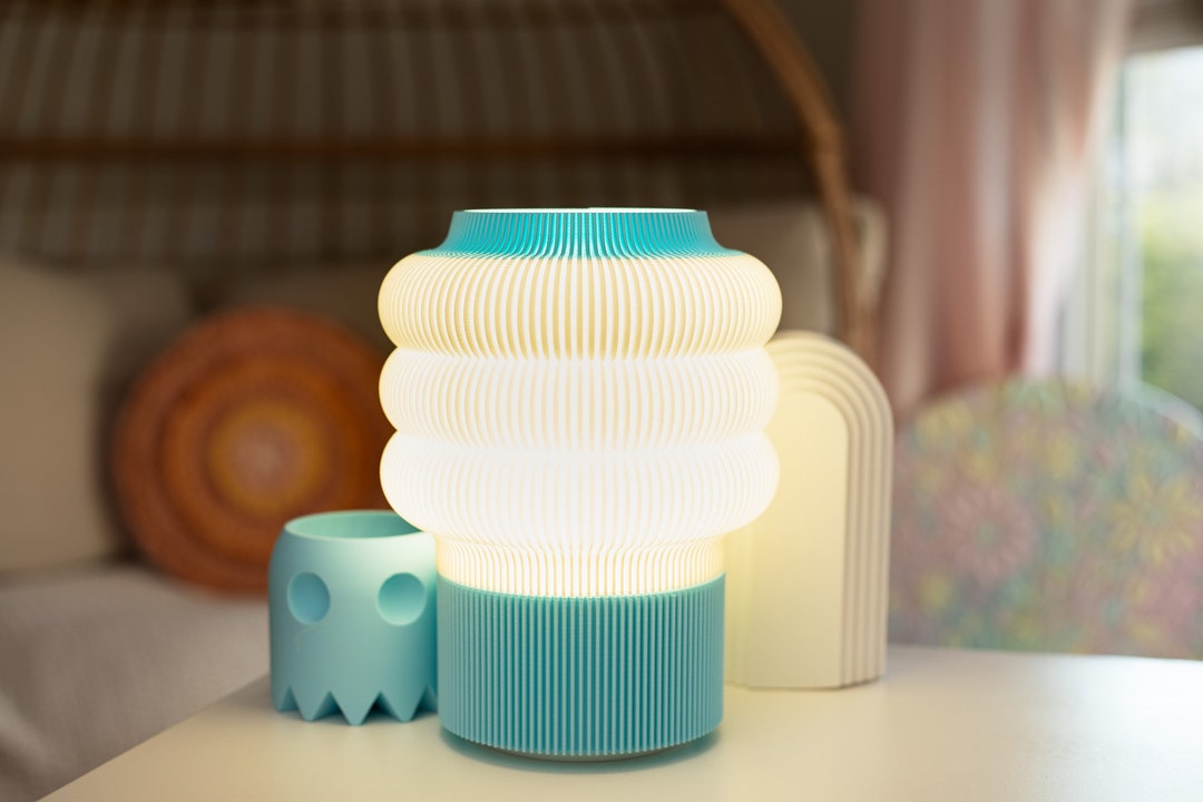 Wavy Lamp, Ribbed Desk Lamp, 3D Print Lamp, Groovy Lamp, College Dorm ...