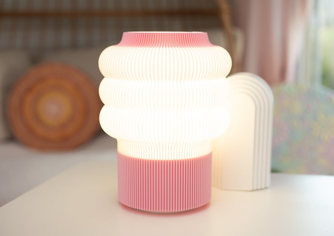 Wavy Lamp, Ribbed Desk Lamp, 3D Print Lamp, Groovy Lamp, College Dorm ...