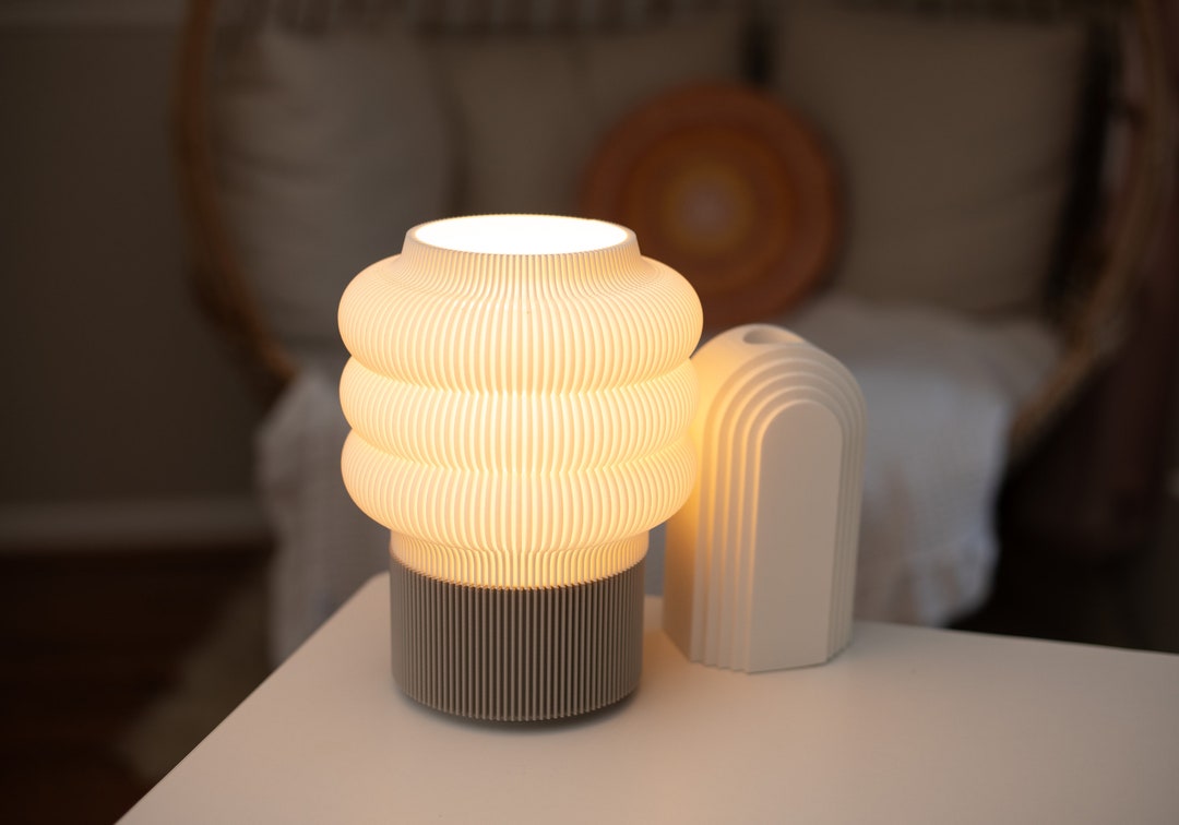 Wavy Lamp, Ribbed Desk Lamp, 3D Print Lamp, Groovy Lamp, College Dorm ...