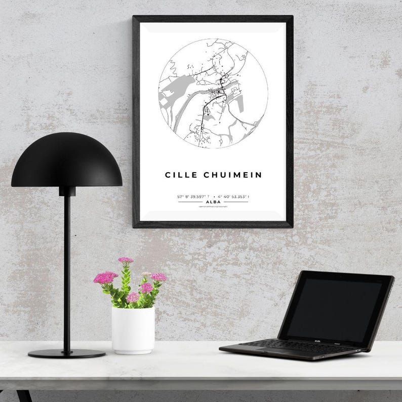 Scottish Gaelic Fort Augustus Map Art: Cille Chuimein Print (digital ...
