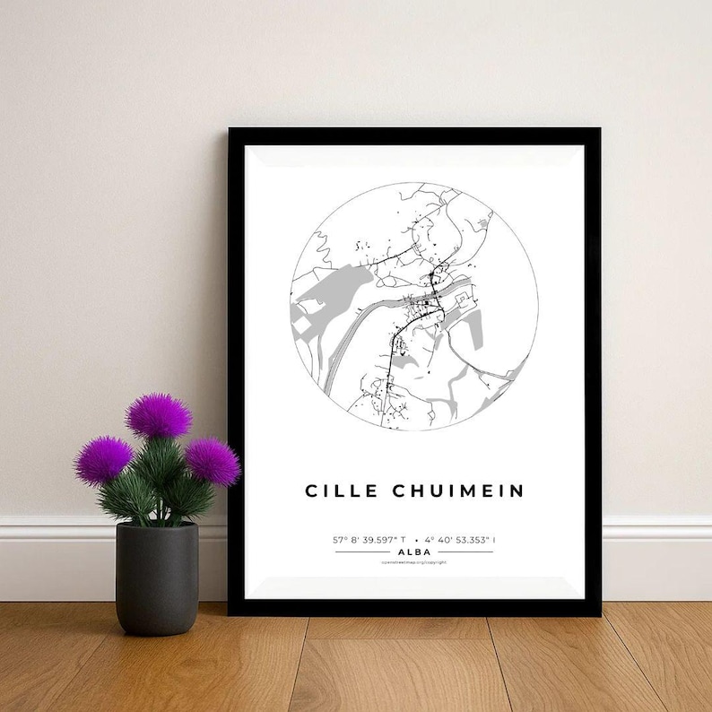 Scottish Gaelic Fort Augustus Map Art: Cille Chuimein Print (digital ...