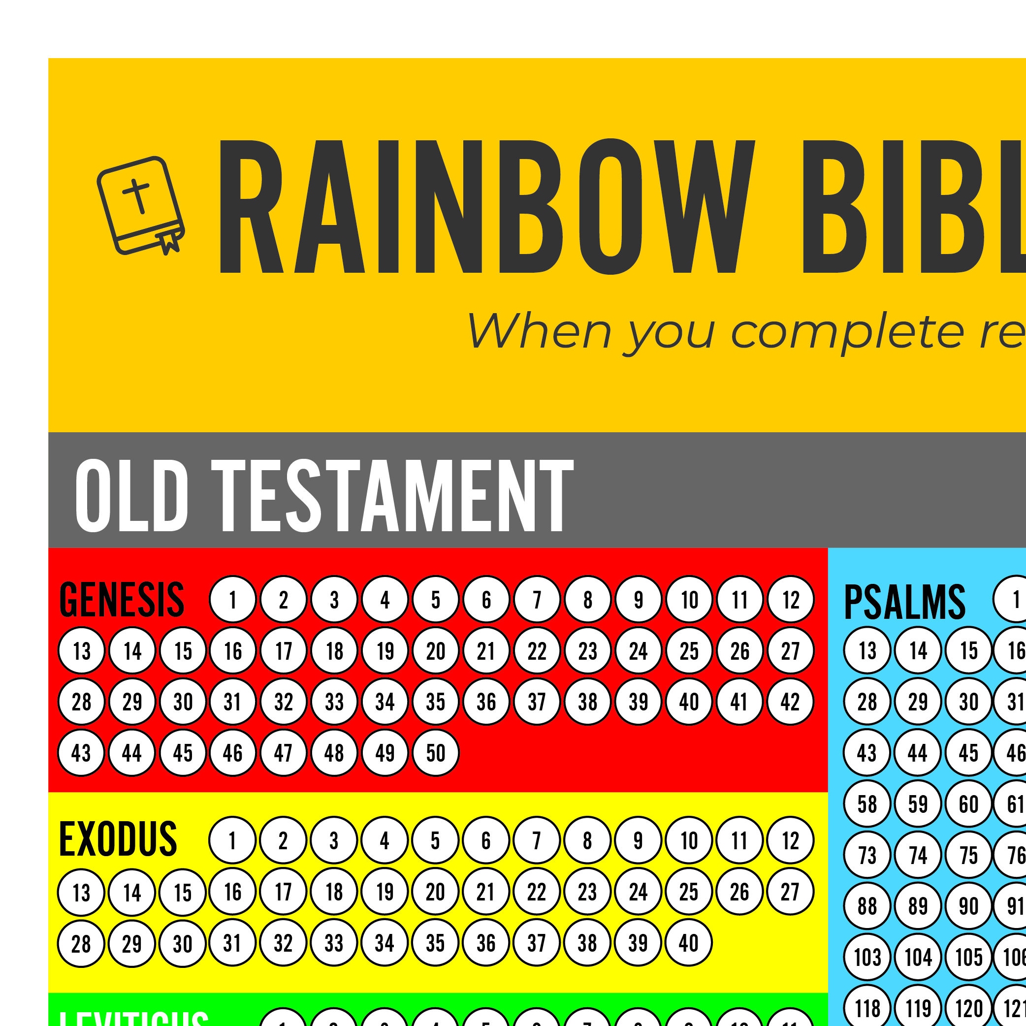 Rainbow Bible Reading Chart - Digital File - Etsy