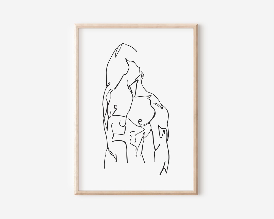 Male Line Art Print, Printable Wall Art, Abstract Body Art Man, Modern ...