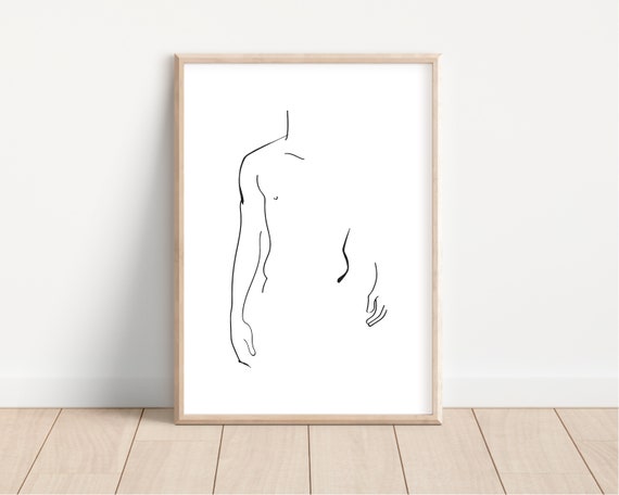 Man Line Art Print Printable Wall Art Modern One Line Art | Etsy