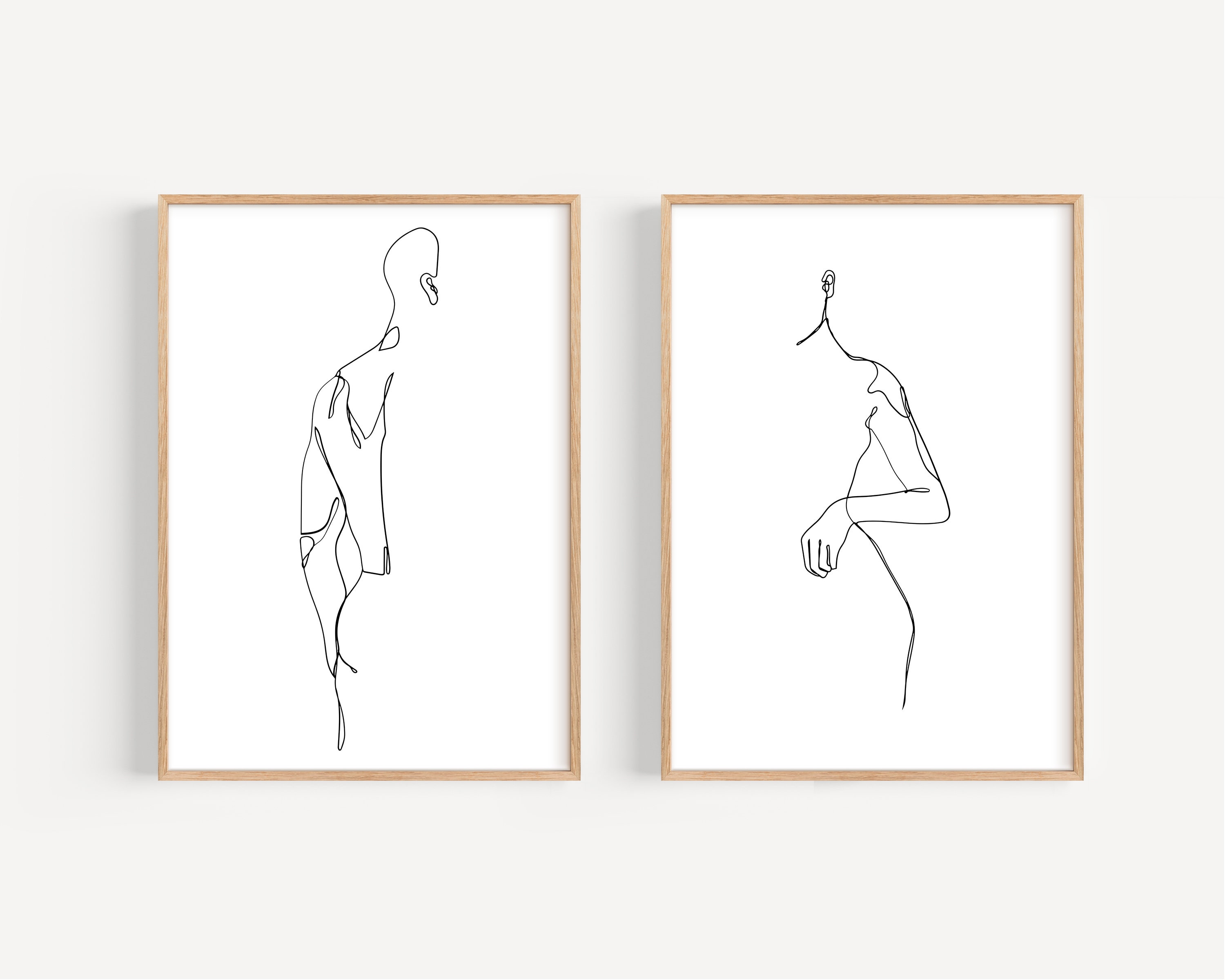 Line Art Couple Print, Set of 2, One Line Art Couple, Printable Wall ...