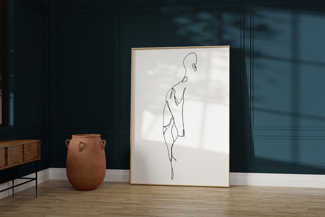 Man Line Art Print, Printable Wall Art, Modern One Line Art Print, Line ...