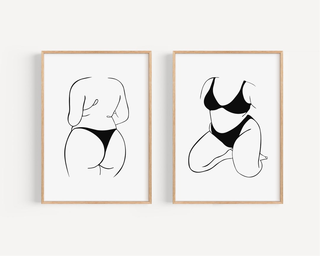 Body Positive Line Art Set Of 2 Line Art Woman Female Etsy