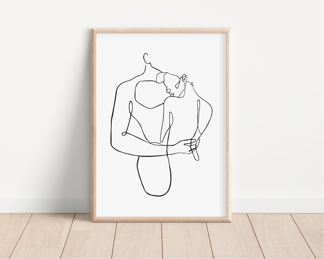 Couple Line Art Print, One Line Art Couple, Printable Wall Art, Modern ...